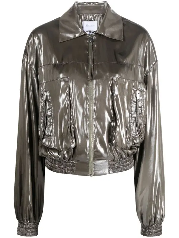 Blumarine Metallic Bomber Jacket - Grey