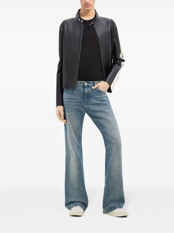 COURREGES Contrast Stripe-detail Leather Biker Jacket