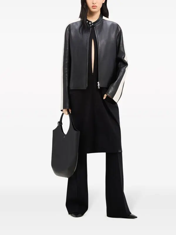 COURREGES Contrast Stripe-detail Leather Biker Jacket