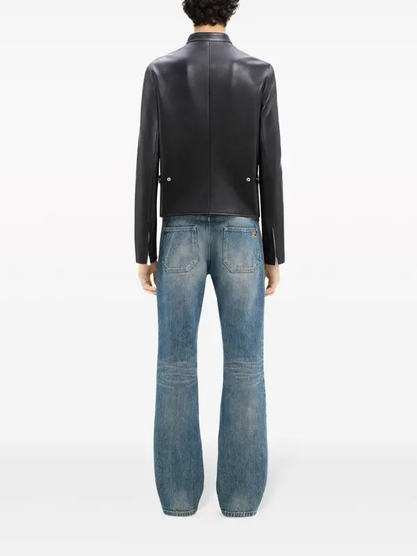 COURREGES Contrast Stripe-detail Leather Biker Jacket