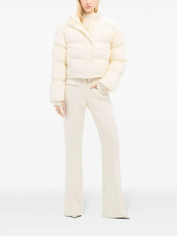 COURREGES Logo-embroidered Cropped Puffer Jacket - White