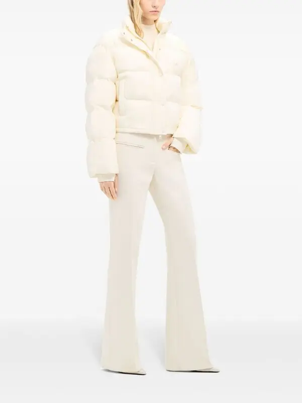 COURREGES Logo-embroidered Cropped Puffer Jacket - White