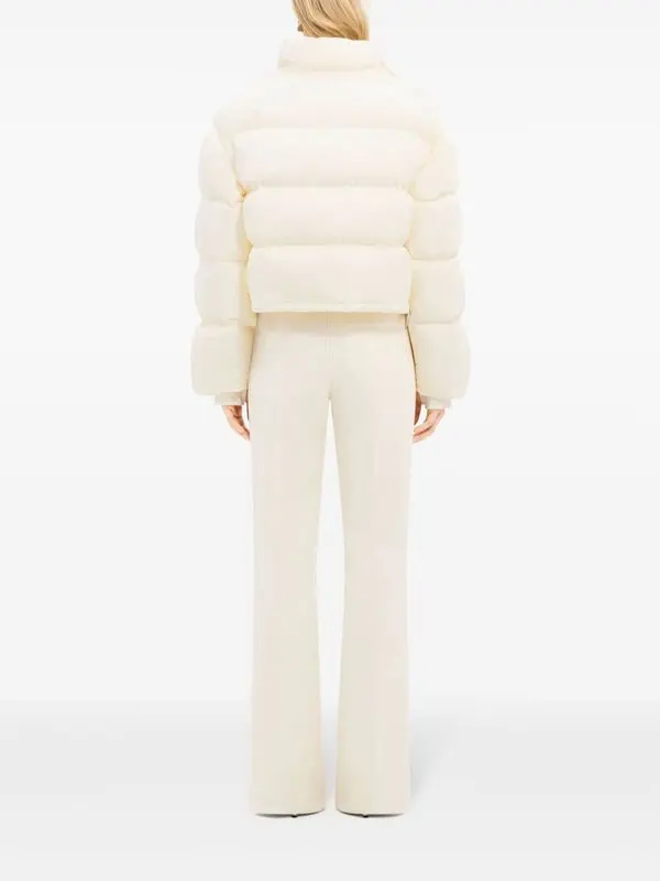 COURREGES Logo-embroidered Cropped Puffer Jacket - White