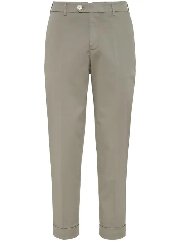Brunello Cucinelli Low-rise Tapered Chino Trousers - Green
