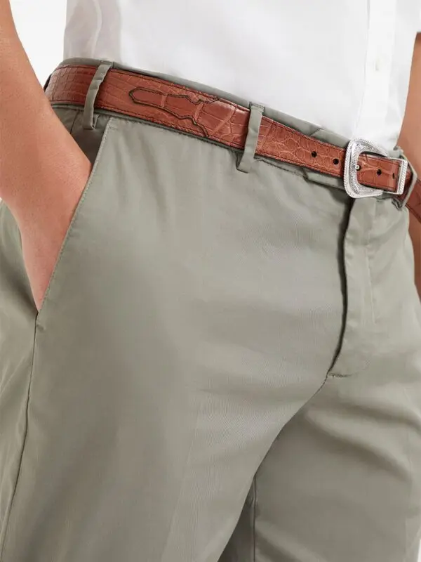 Brunello Cucinelli Low-rise Tapered Chino Trousers - Green