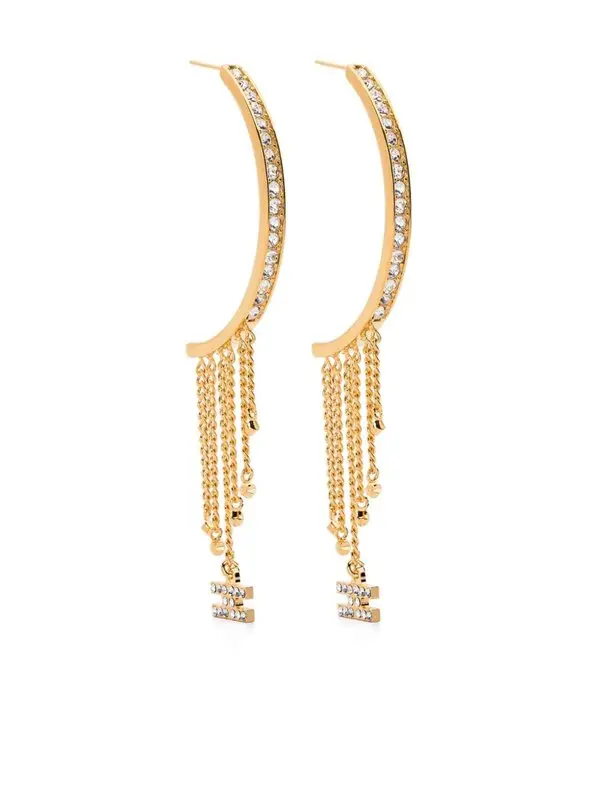 Elisabetta Franchi Crystal-embellished Half Hoop Earrings - Gold