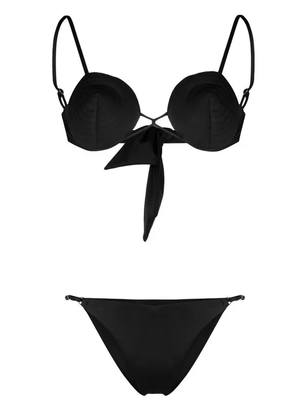 NOIRE SWIMWEAR Tonal-stitch Detail Bikini Set - Black