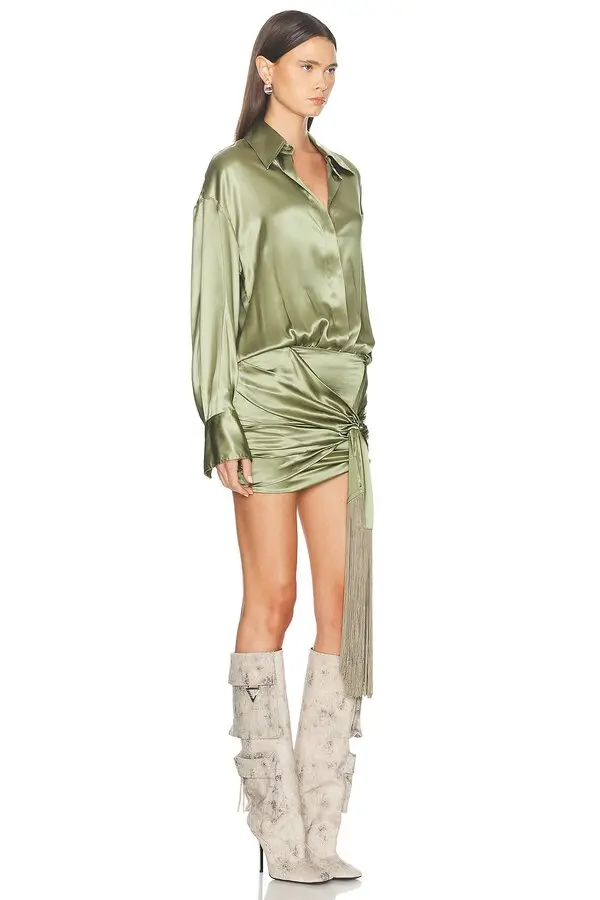 Buy Attico Satin Mini Dress Sage Green At 80% Off Editorialist