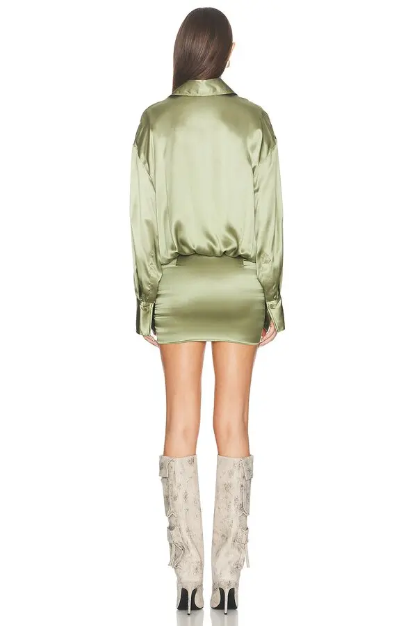 Buy Attico Mini Shirt Dress Sage Green At 80% Off Editorialist