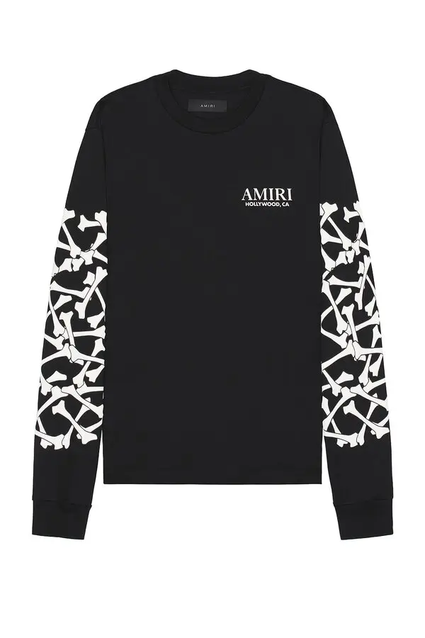 Amiri Bones Stacked Long Sleeve Tee In Grey