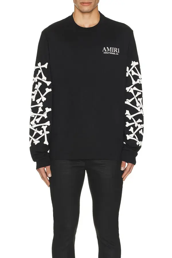 Amiri Bones Stacked Long Sleeve T-Shirt In Black | Editorialist