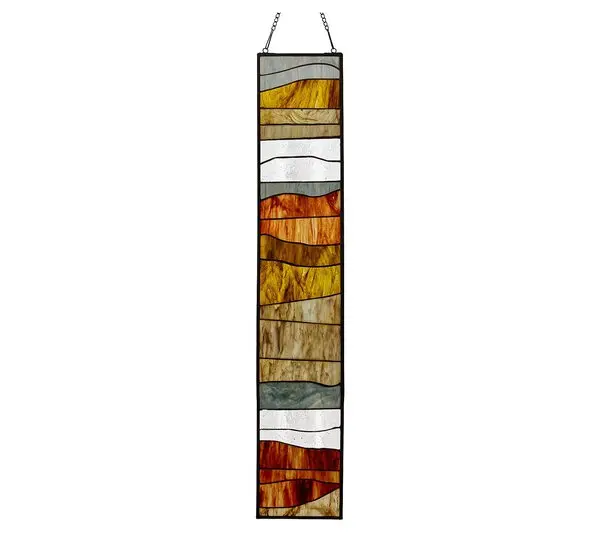 RIVER OF GOODS 36'h Oversized Geometric Stained Glass Panel - One-color
