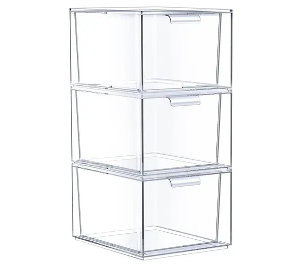 SORBUS 3 Pack Clear Stackable Acrylic Drawer Ma Keup Organizers - One-color