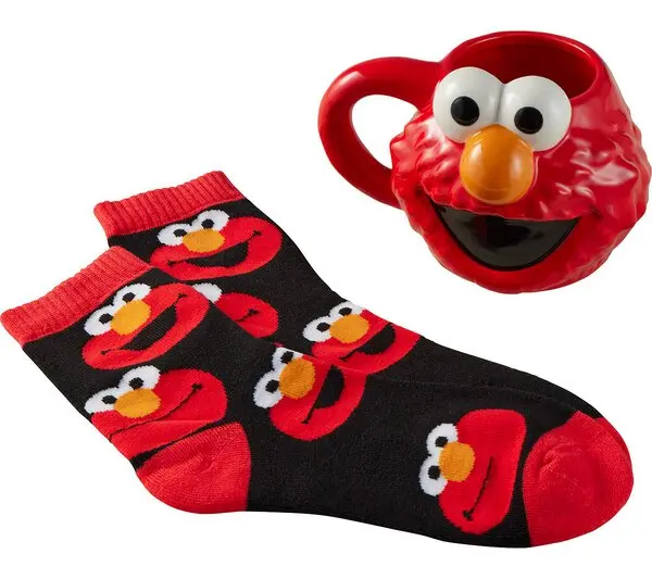 SESAME STREET Precious Moments Elmo Faces Mug A Nd Socks Set - One-color