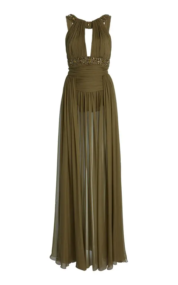 zuhair murad chiffon pleated silk dress Zuhair Murad Silk Maxi Dress