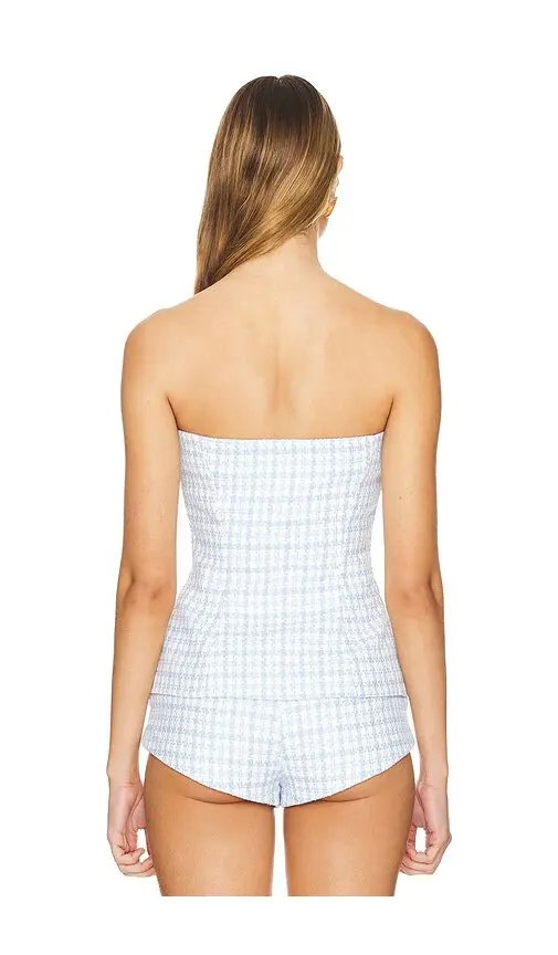 Amanda Uprichard X Kourt Strapless Top - Blueberry Tweed