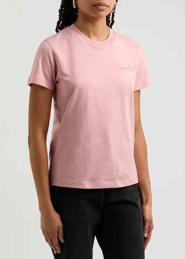 Moncler Logo Cotton T-shirt - Pink