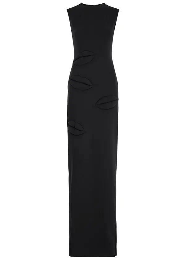 A.W.A.K.E. Mode Lips Appliqué Maxi Dress