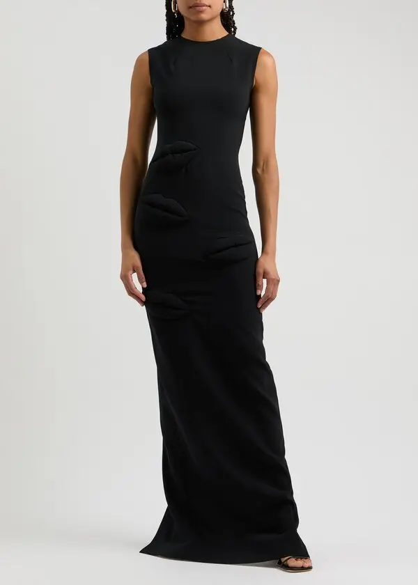 A.W.A.K.E. Mode Lips Appliqué Maxi Dress