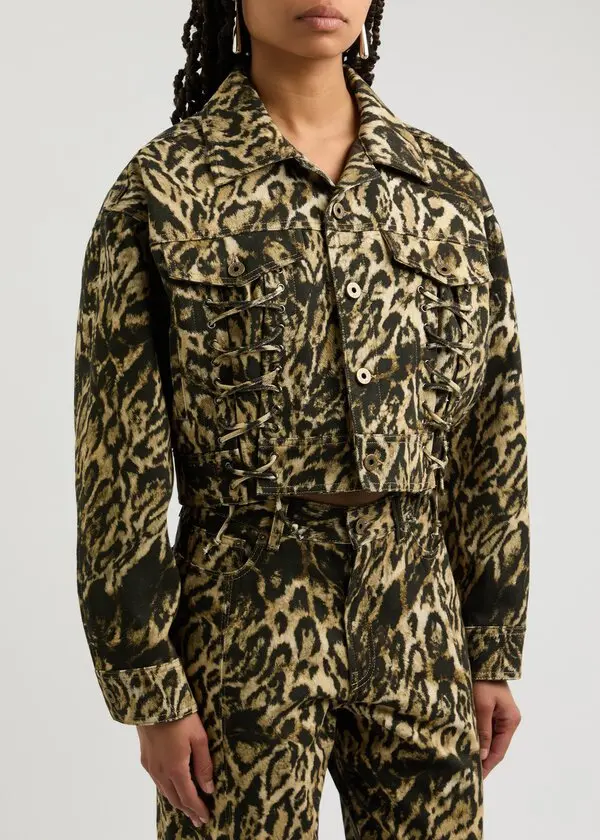 JEAN PAUL GAULTIER Print Lace-up Denim Jacket