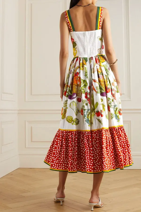 Dolce & Gabbana Printed Cotton-Poplin Midi Dress In Red - 55% Off |  Editorialist