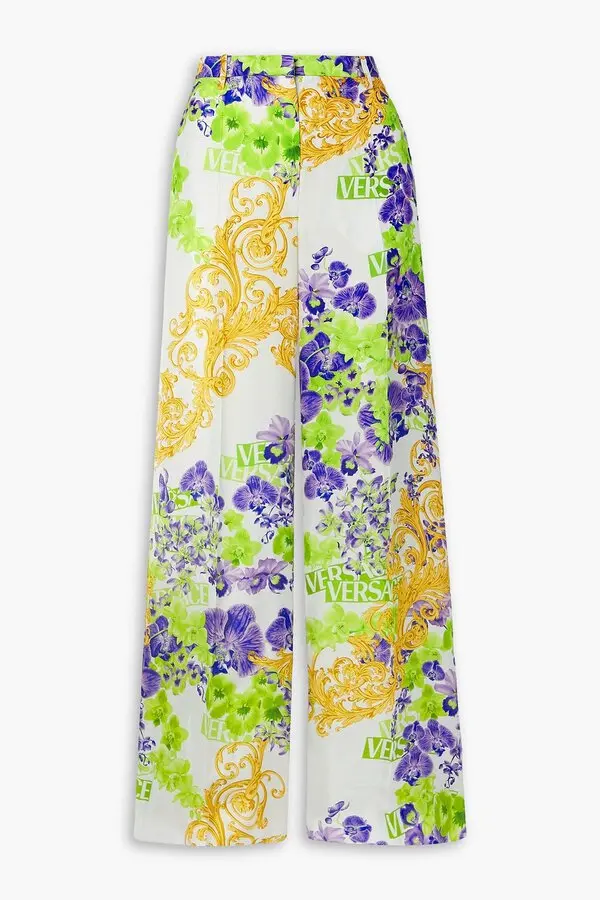 Versace Printed Straight-leg Satin Pants - Multicolor
