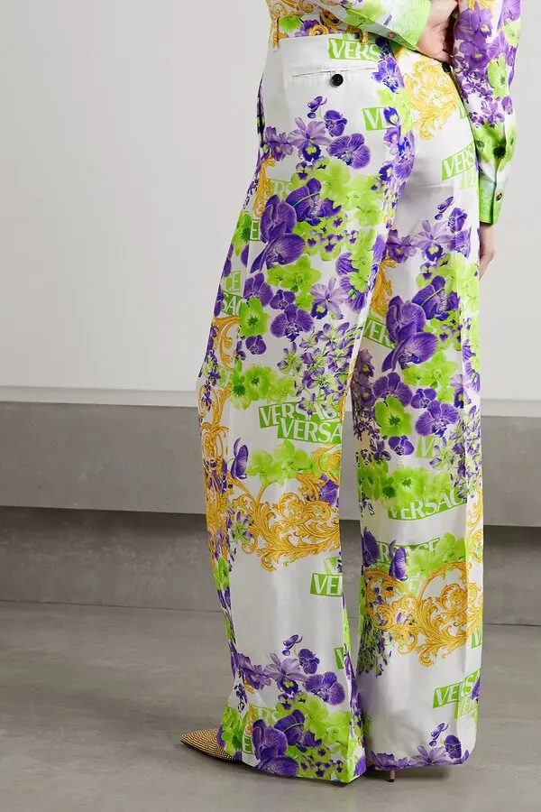 Versace Printed Straight-leg Satin Pants