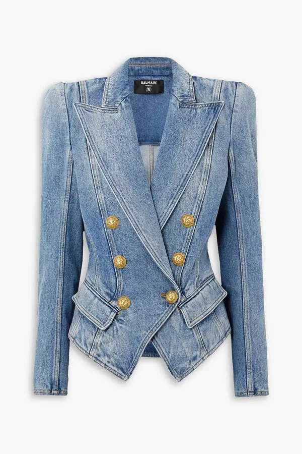 Balmain Doublebreasted Denim Blazer