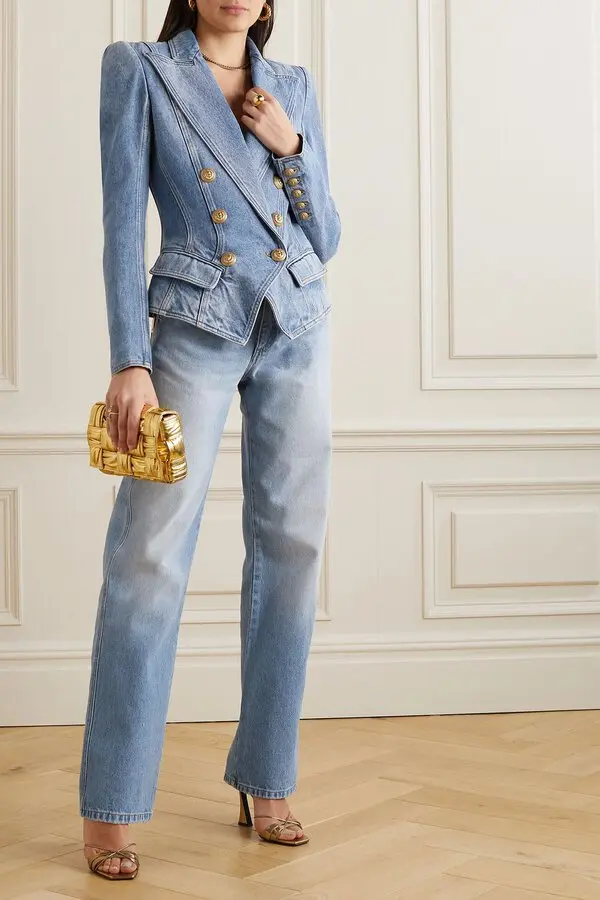 Balmain Doublebreasted Denim Blazer