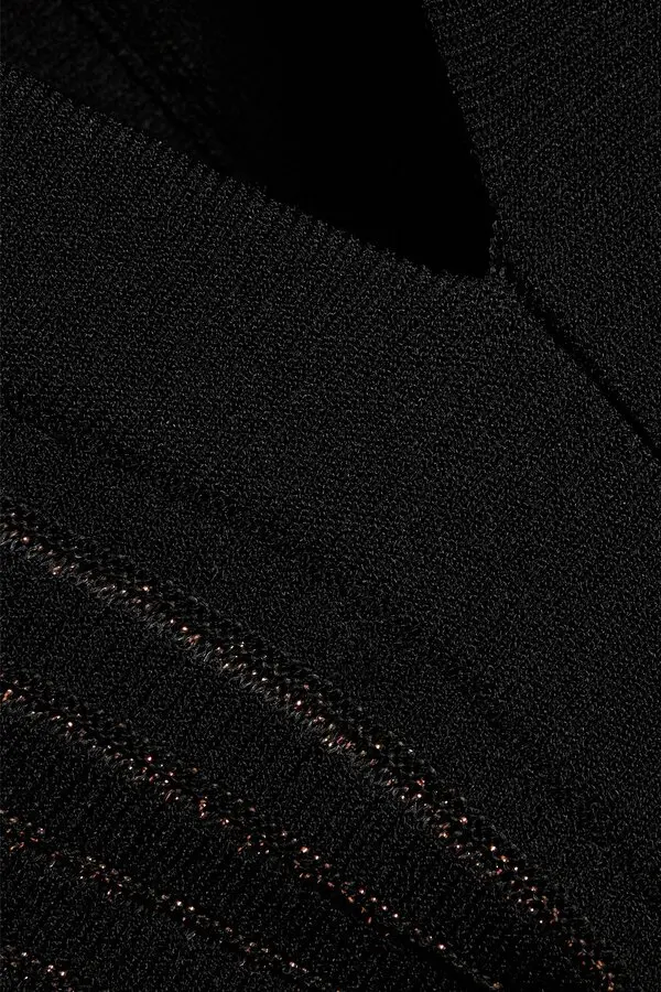 Balmain Metallic Ribbed-knit Mini Dress - Black