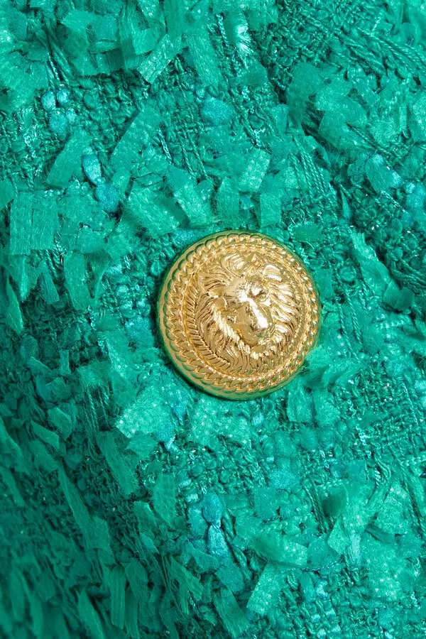Balmain Frayed Cotton-blend Tweed Shorts - Jade