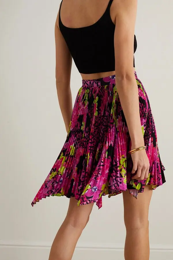 Versace Asymmetric Printed Mini Skirt - Fuchsia