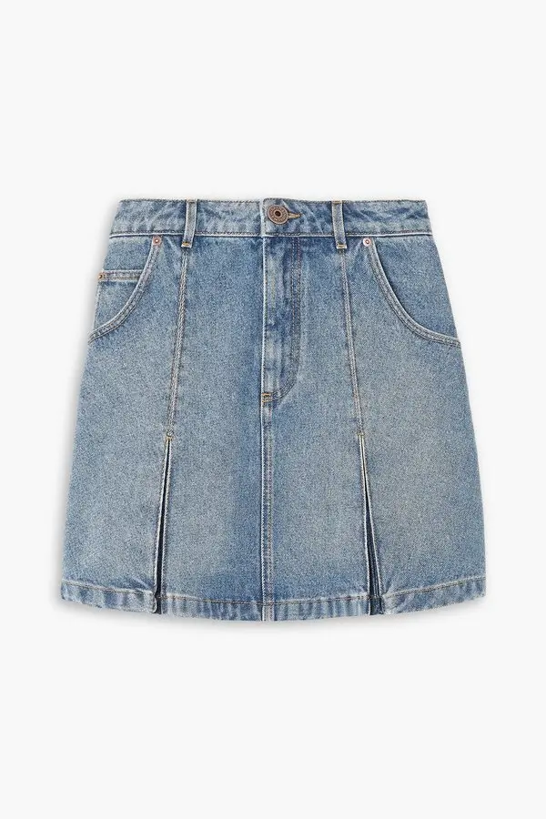 Balmain Pleated Denim Mini Skirt