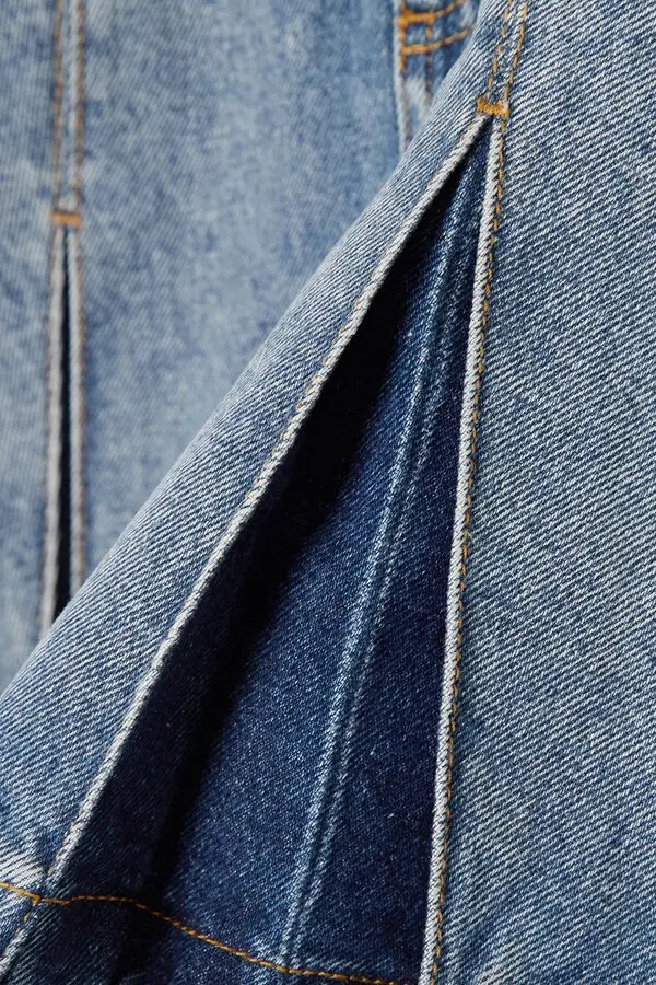 Balmain Pleated Denim Mini Skirt
