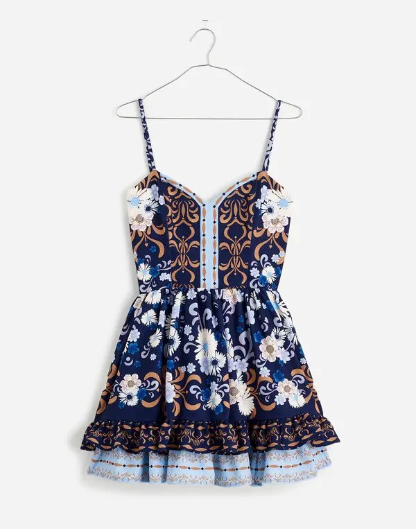 blue and white strapless mini dress Blooming Beauty Strapless Mini Romper Dress - Cream and Blue, Medium | Hazel and Olive