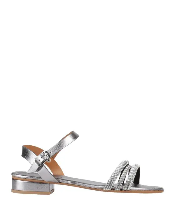 VINCENT VEGA Metallic Leather Embellished Sandals