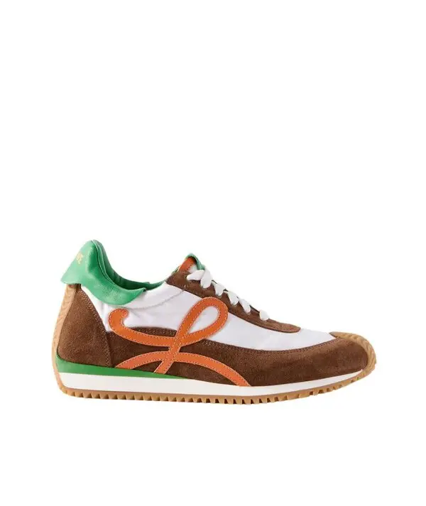 On Flow Runner Leather-trimmed Shell And Brushed-suede Sneakers