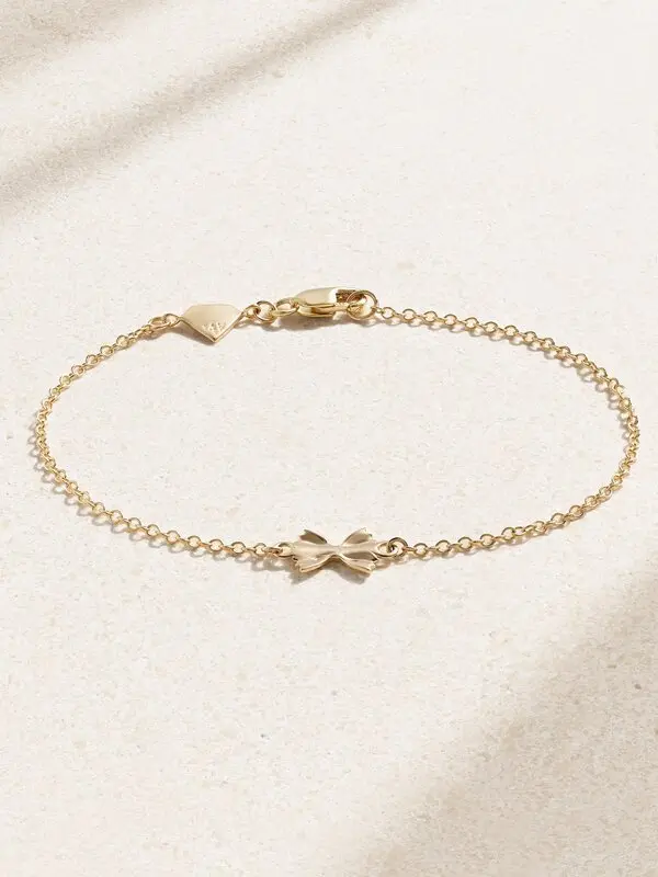 Alison Lou Mini Bowtie 14-karat Bracelet - Gold