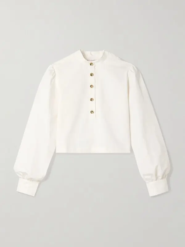 Altuzarra Margot Cropped Cotton-blend Poplin Top