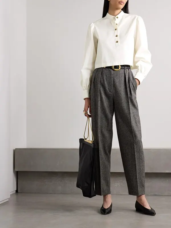 Altuzarra Margot Cropped Cotton-blend Poplin Top