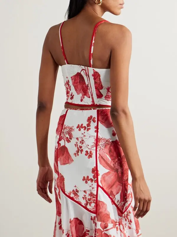 Charo Ruiz Ibiza Peisy Cropped Floral-print Bustier Top