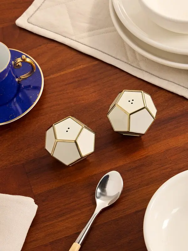 L'Objet Pentagon Spice Jewels Enamel And Gold-plated Salt And Pepper Shakers - Neutrals