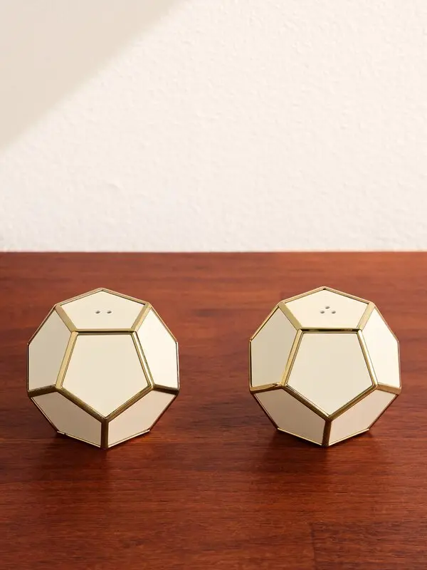 L'Objet Pentagon Spice Jewels Enamel And Gold-plated Salt And Pepper Shakers - Neutrals