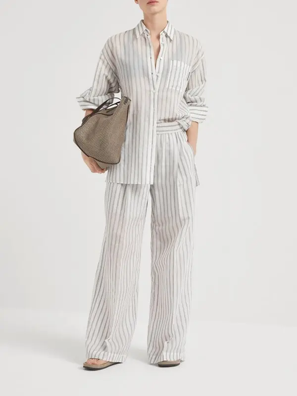 Brunello Cucinelli Cotton And Silk Loose Track Trousers