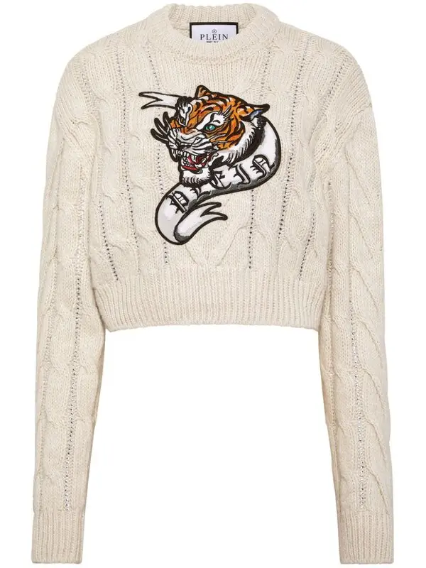 Philipp Plein Tattoo Cropped Jumper - Neutrals