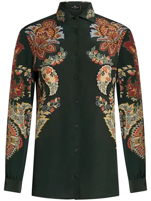 Etro Paisley-print Silk Shirt - Green