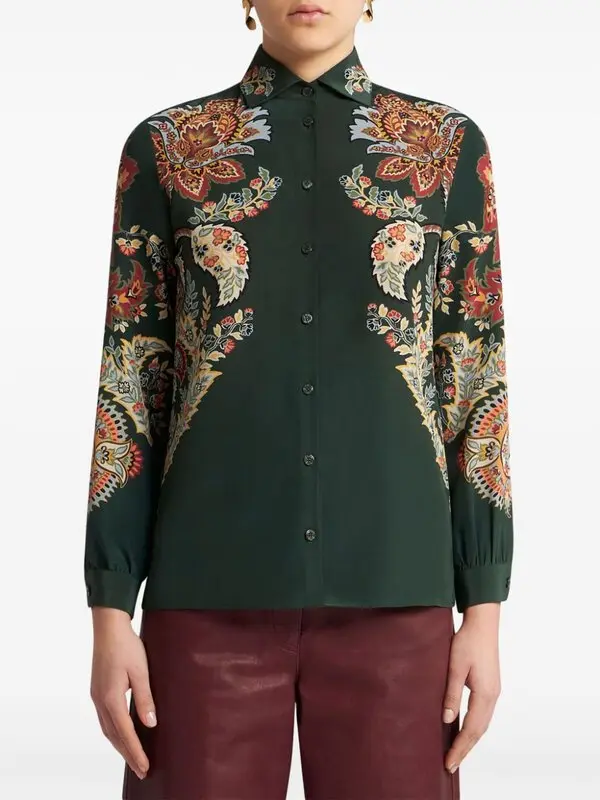 Etro Paisley-print Silk Shirt - Green