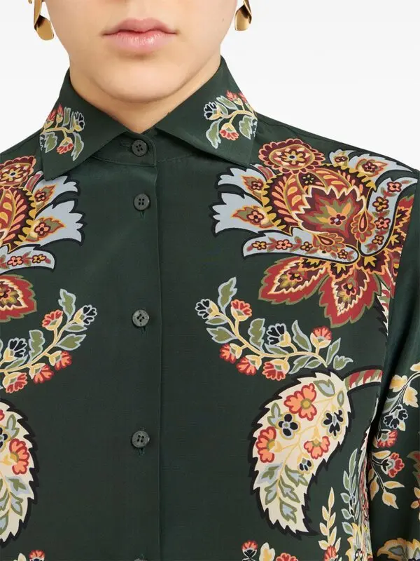 Etro Paisley-print Silk Shirt - Green