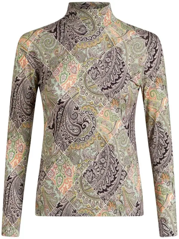 Etro Patchwork-print Wool Jersey Top