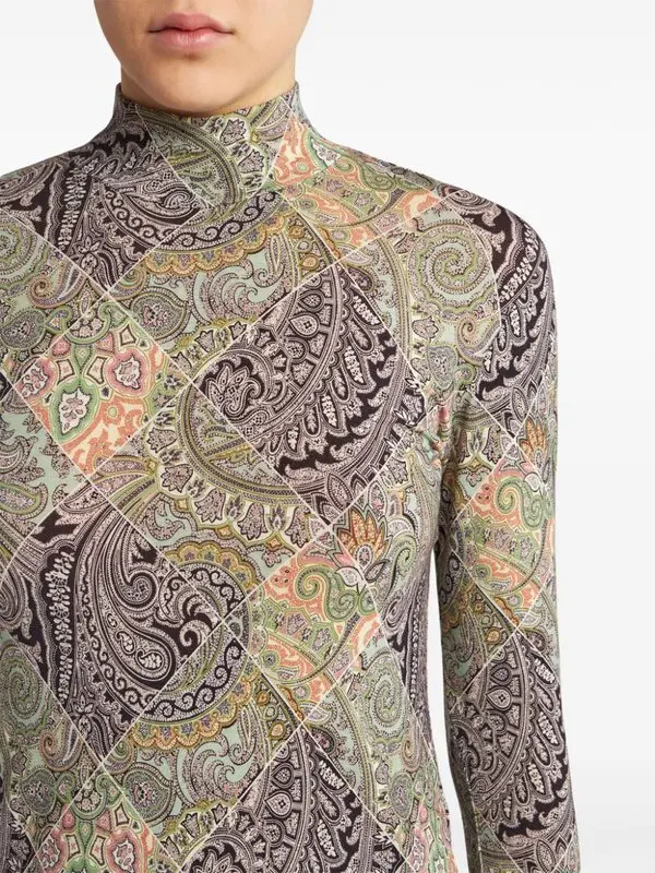Etro Patchwork-print Wool Jersey Top